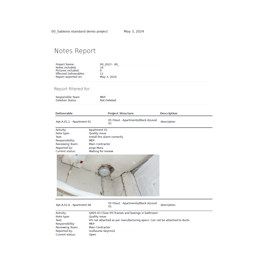 Issue List and Reports - Streamline Construction Issue Management | Sablono